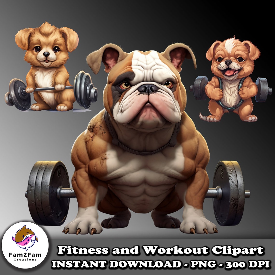 Cute Workout Fitness Animals Clipart Bundle Gym Rats Fitness Clean PNG ...