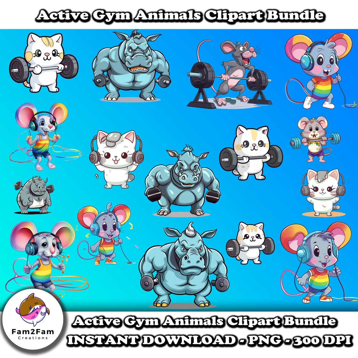 Active Gym Animals Clipart Gym Rat Fitness Fun Clean Clip Art Cat Mom ...