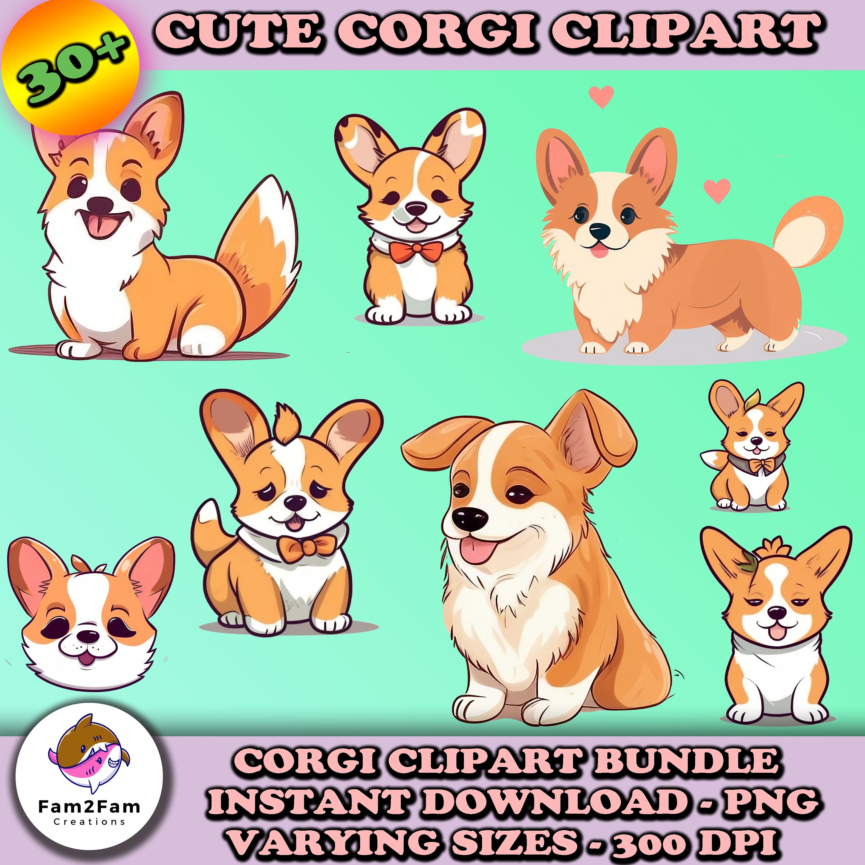 Corgi Cartoon Clipart Corgi PNG Perfect Gift Dog Mom Clipart Fun Cute ...