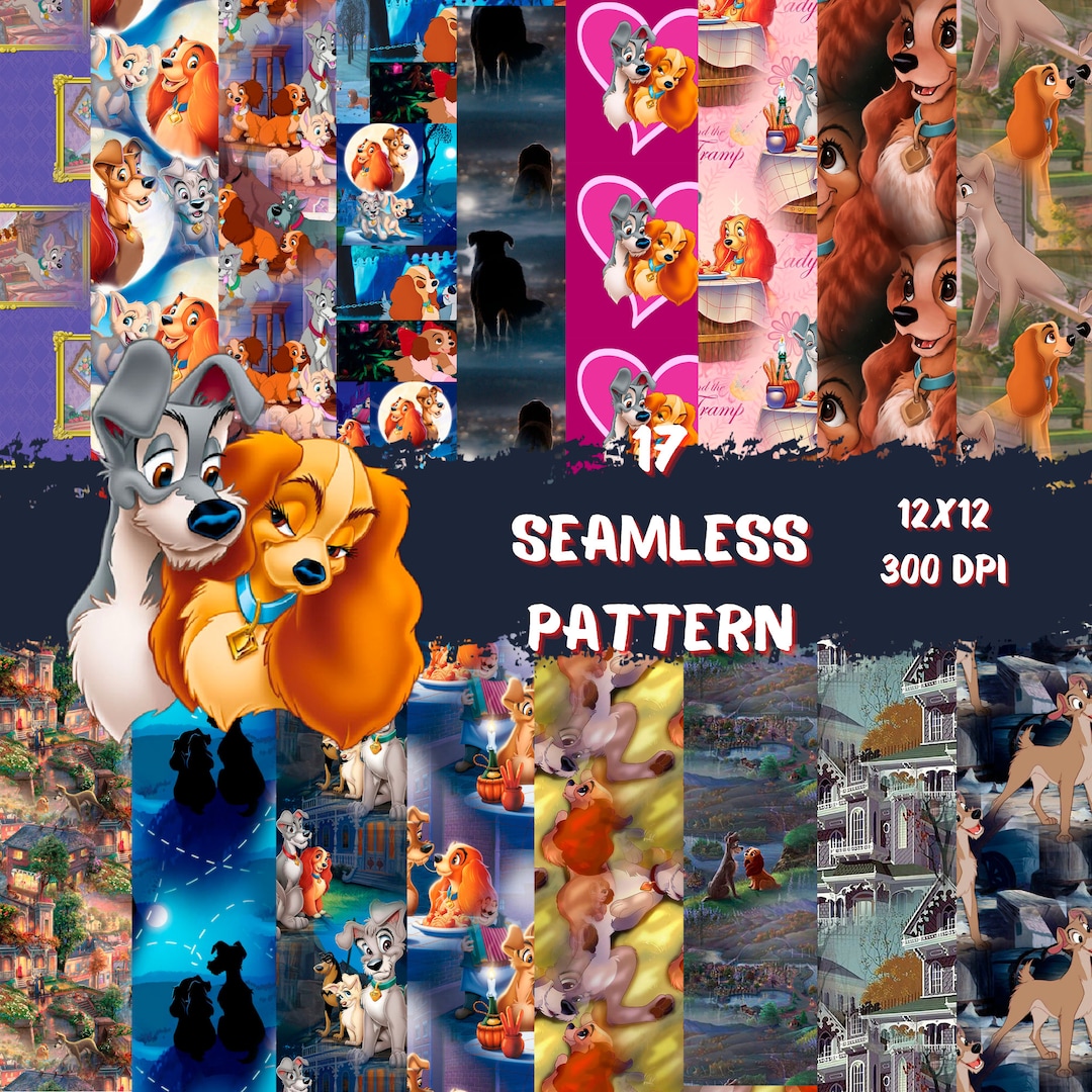 SEAMLESS PATTERN! Lady and the Tramp, Lady and the Tramp Paper, Lady ...
