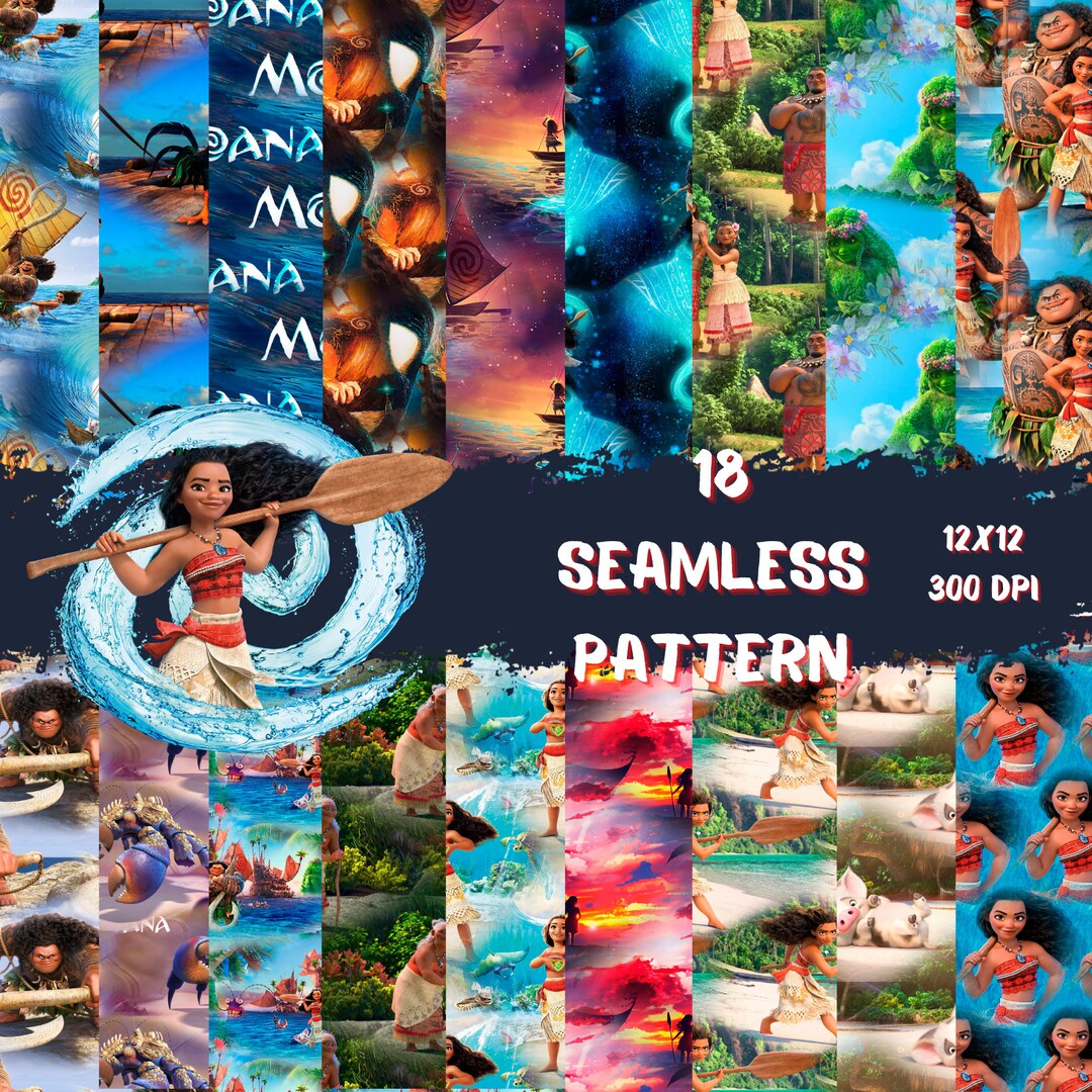 Moana Seamless Pattern: 12x12 Digital Paper (300 Dpi) - Etsy