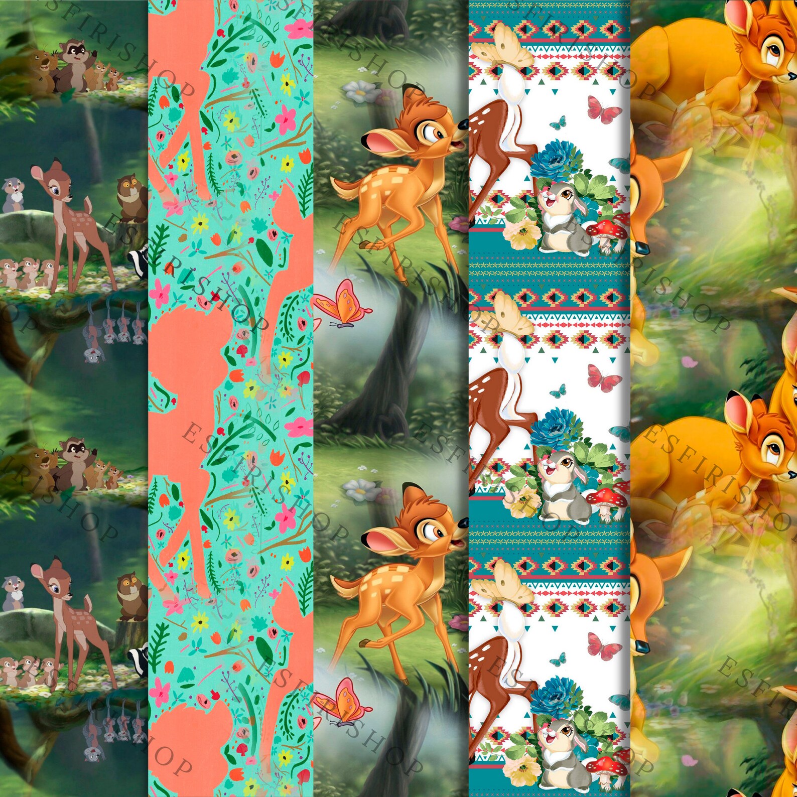 SEAMLESS PATTERN Bambi Bambi Digital Paper Bambi Paper - Etsy