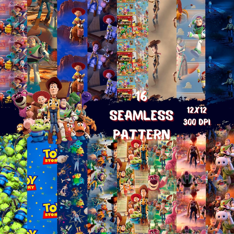 SEAMLESS PATTERN Toy Story, Toy Story Paper, Toy Story Digital Paper ...