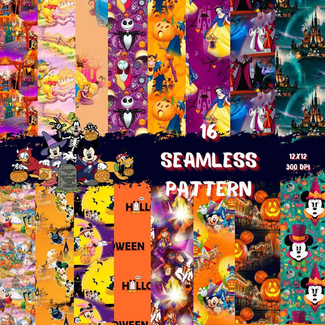 Halloween Seamless Pattern: 16 Digital Papers (12x12 Inch) - Etsy