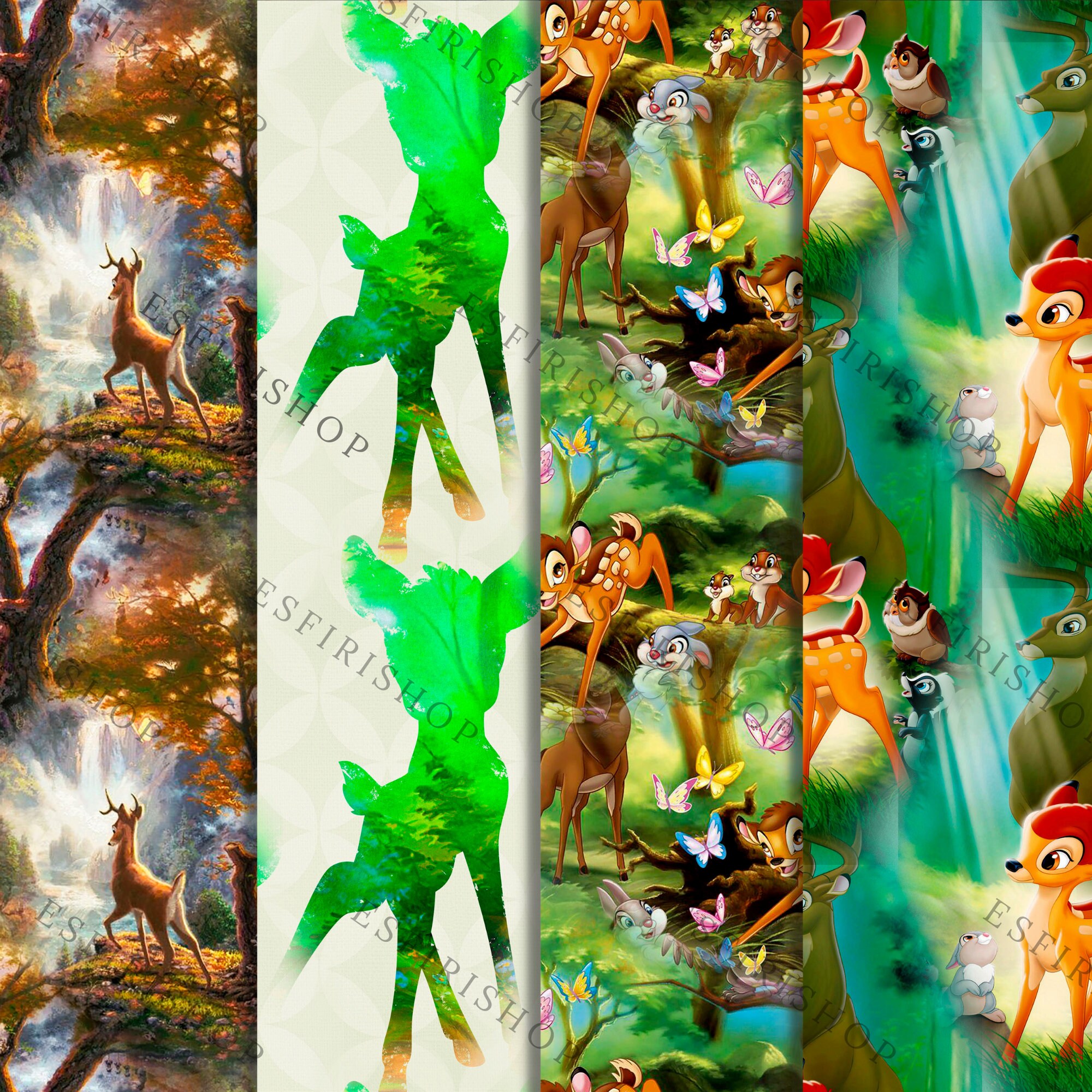 Bambi Seamless Pattern: 17x Digital Paper (12x12, 300 Dpi) - Etsy