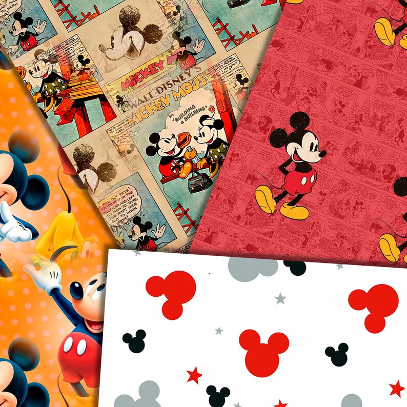 Mickey Mouse Seamless Pattern: 12x12 Digital Paper (300dpi) - Etsy