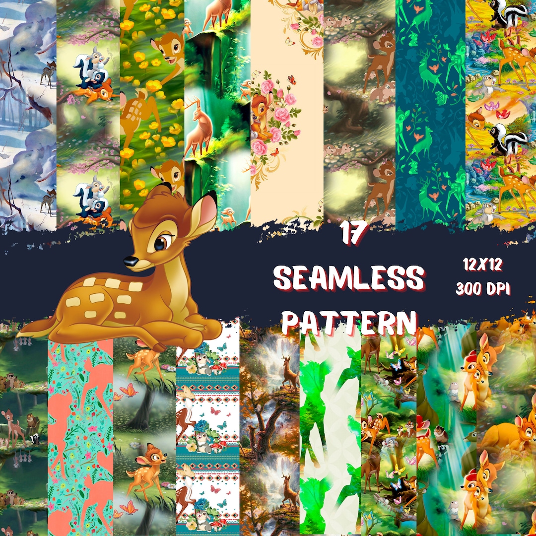 SEAMLESS PATTERN! Bambi, Bambi Digital Paper, Bambi Paper, Paper ...