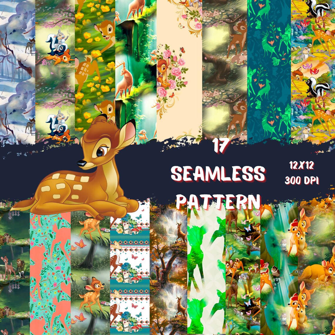 SEAMLESS PATTERN Bambi Bambi Digital Paper Bambi Paper - Etsy