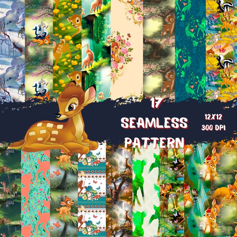 SEAMLESS PATTERN Bambi Bambi Digital Paper Bambi Paper - Etsy