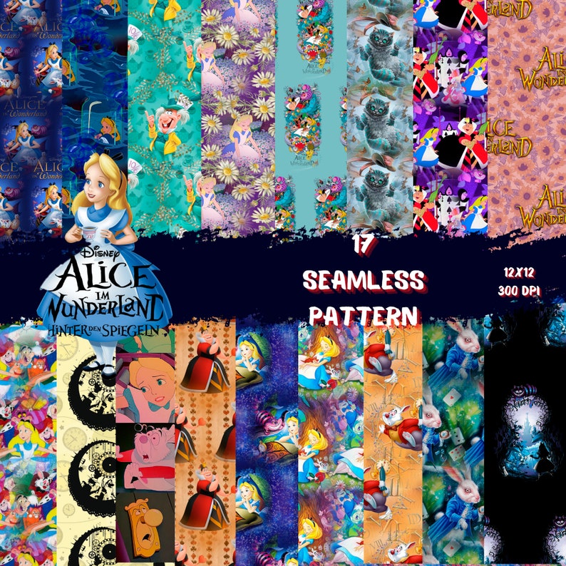 SEAMLESS Patternalice in Wonderland Alice in Wonderland - Etsy