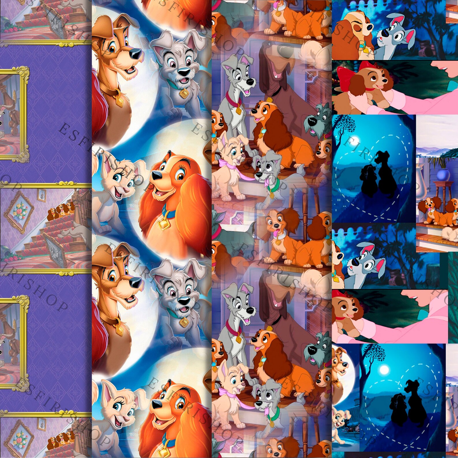 SEAMLESS PATTERN Lady and the Tramp Lady and the Tramp - Etsy