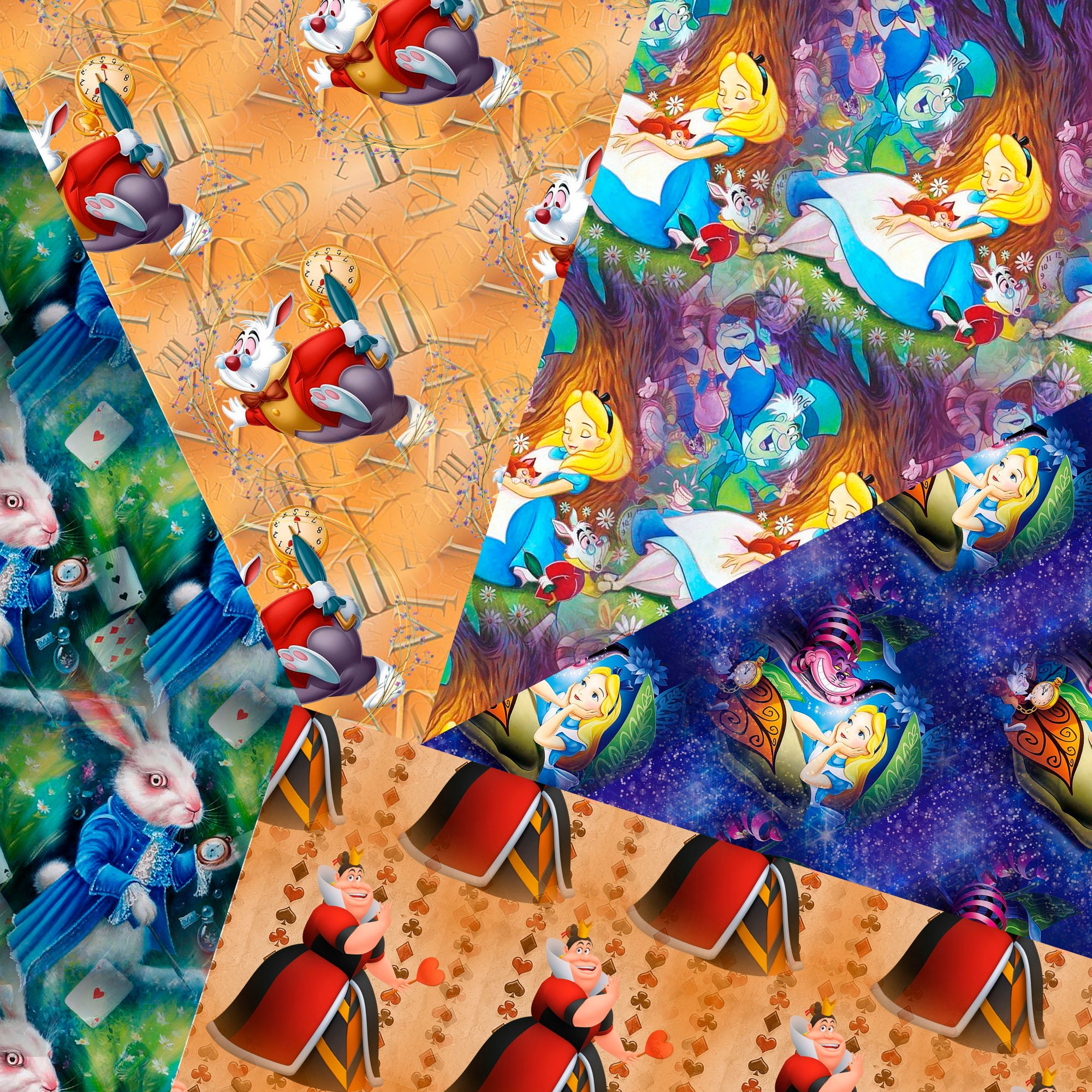Alice in Wonderland Seamless Pattern: 12x12 Digital Paper (digital ...