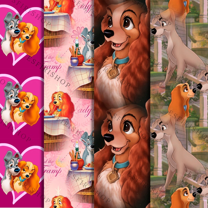 SEAMLESS PATTERN Lady and the Tramp Lady and the Tramp - Etsy