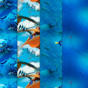 Finding Nemo Seamless Pattern: Dory, Turtle Digital Paper (12x12 Inch ...