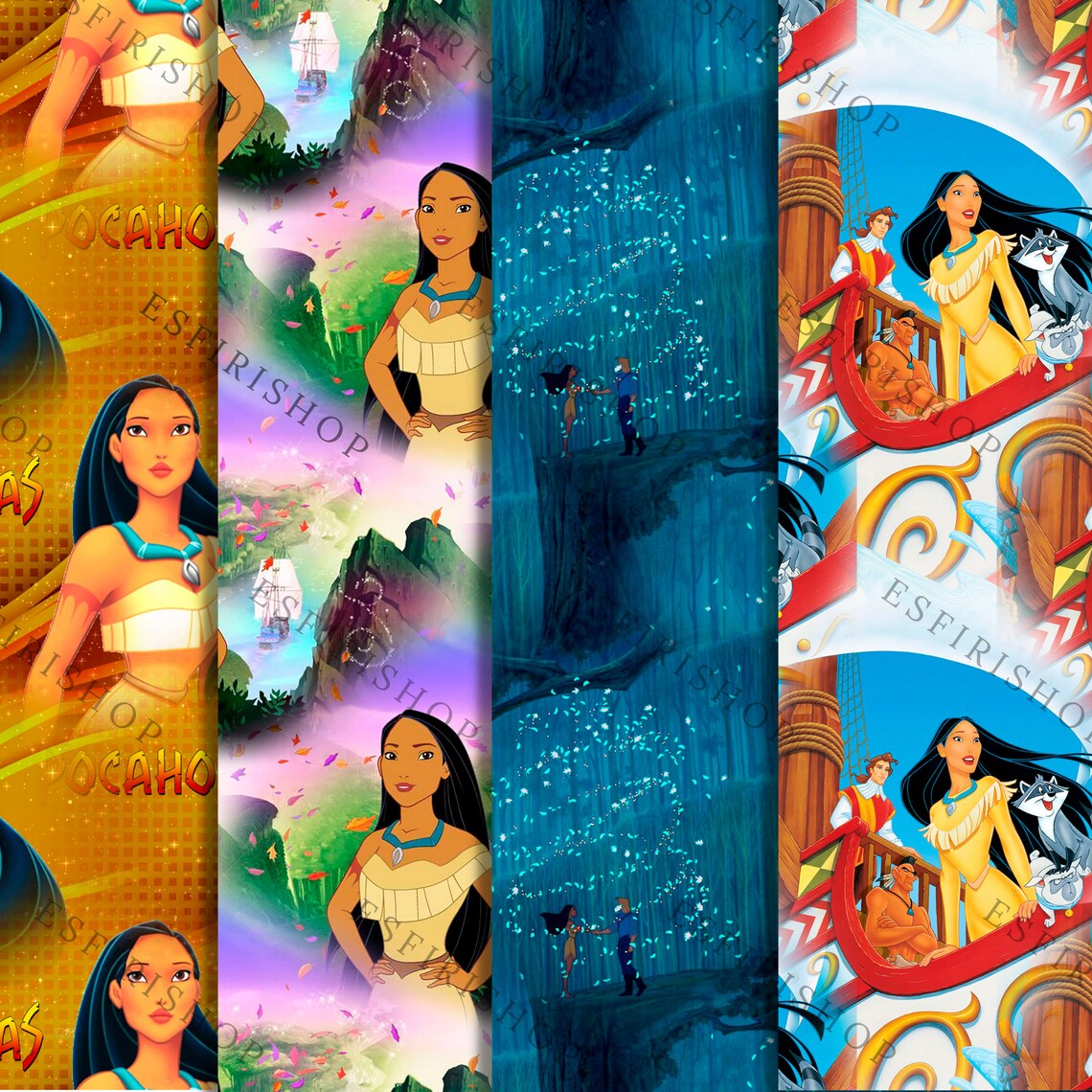 SEAMLESS PATTERN Pocahontas Pocahontas Paper Pocahontas - Etsy