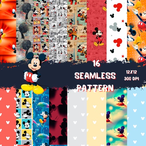 Mickey Mouse Digital Paper Minnie Mouse Seamless Pattern - Etsy