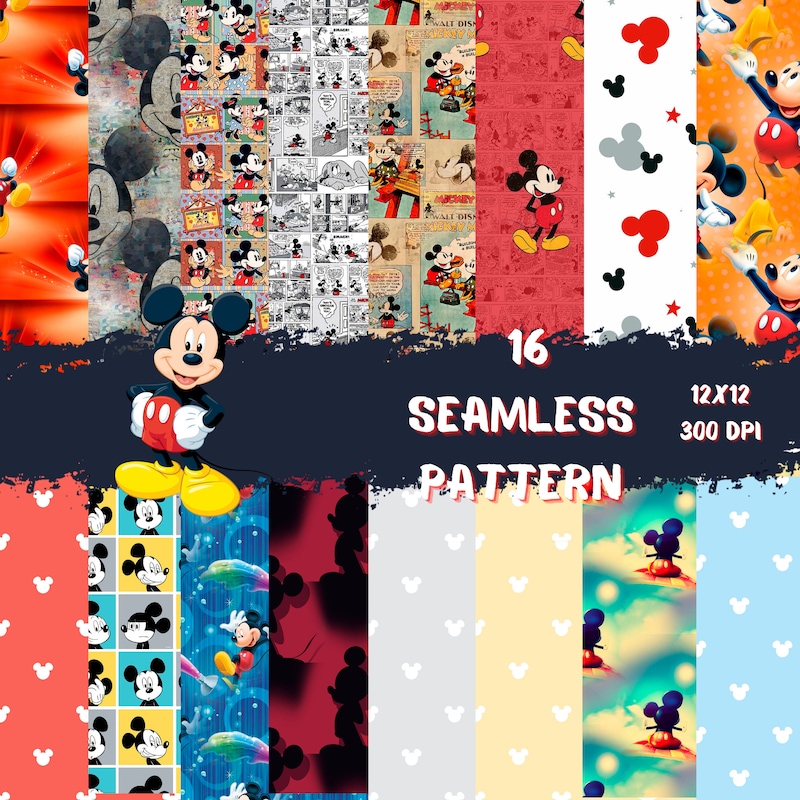 Digital Paper Mickey Mouse - Etsy