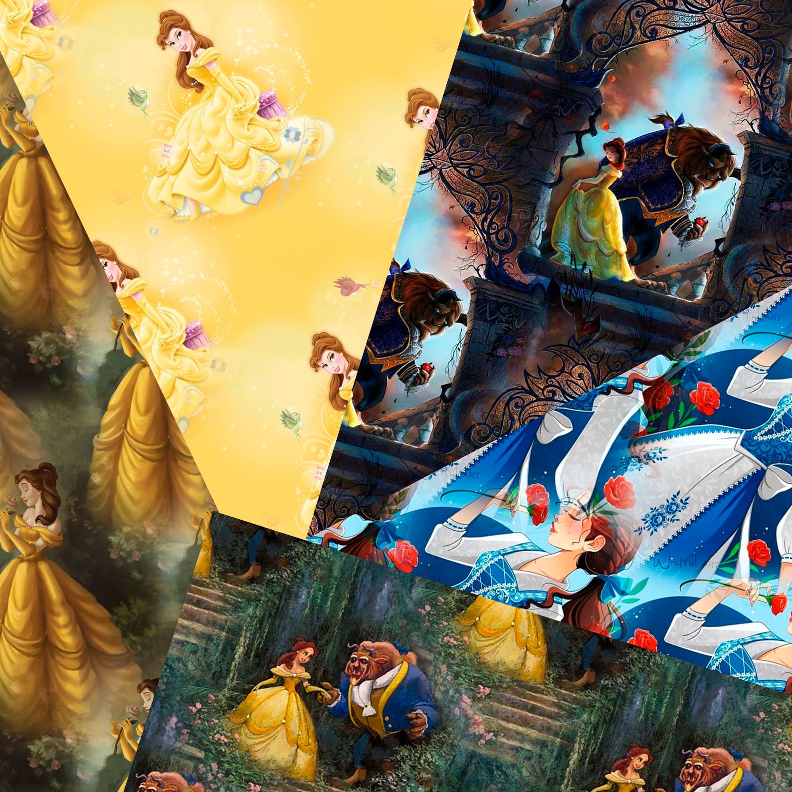 Beauty and the Beast Seamless Pattern: Belle & Beast Digital Paper ...