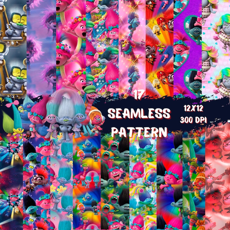 SEAMLESS PATTERN Trolls, Trolls Paper, Trolls Digital Paper, Paper ... SEAMLESS PATTERN Trolls, Trolls Paper, Trolls Digital Paper, Paper ...