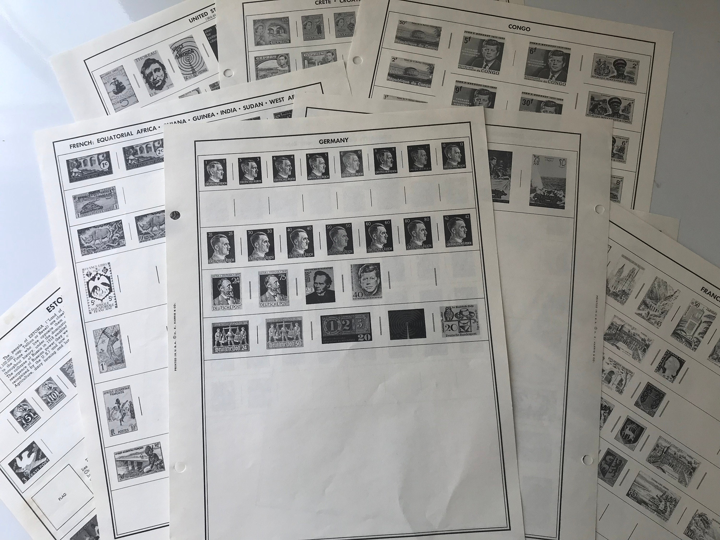 25 Pages, Vintage Stamp Collector Album Pages, Book Pages, - Etsy