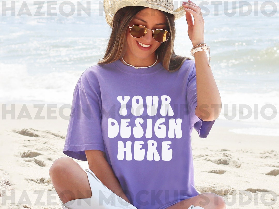 Comfort Colors C1717 Violet Mockup Oversized Violet Tshirt Mockup ...