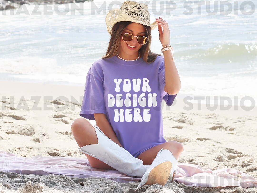Comfort Colors C1717 Violet Mockup Oversized Violet Tshirt Mockup ...