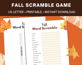 Autumn Fall Word Scramble - Instant Download Activity Homeschool Party ...