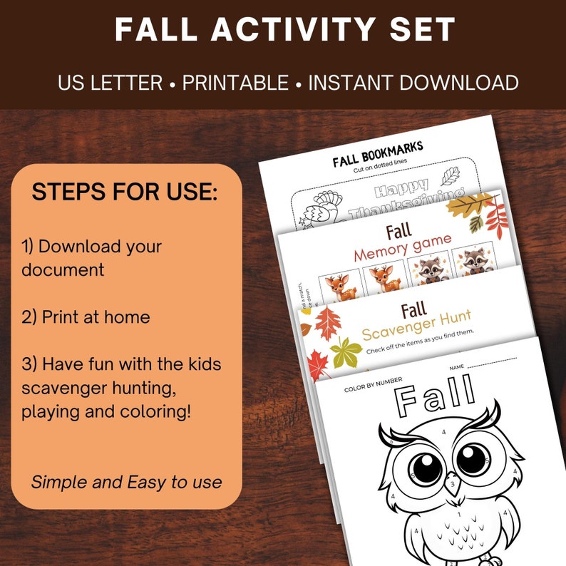Fall Printable Activity Bundle for Kids | Fall Party Game and ...