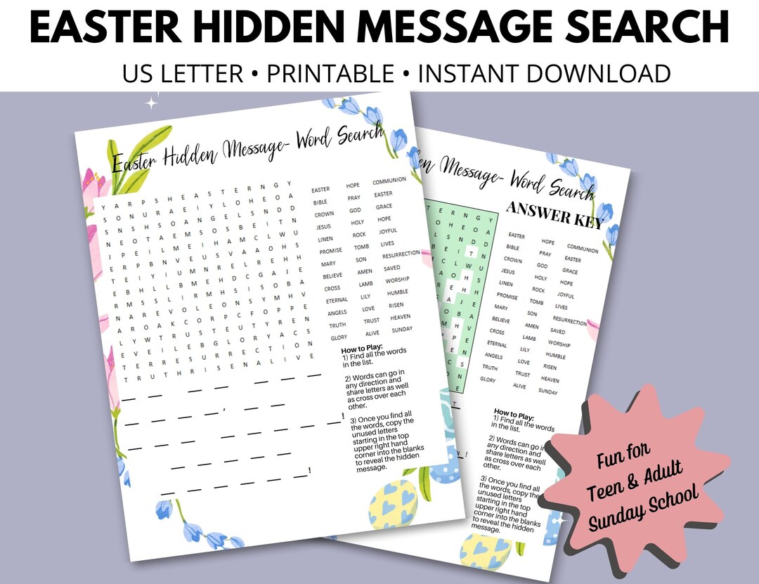 Easter Game Hidden Word Search| Printable Easter Christian Game for ...