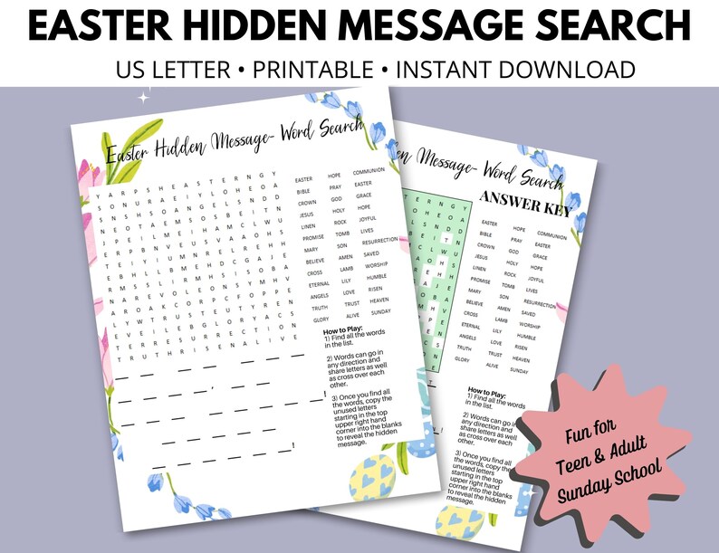 Easter Game Hidden Word Search| Printable Easter Christian Game for ...
