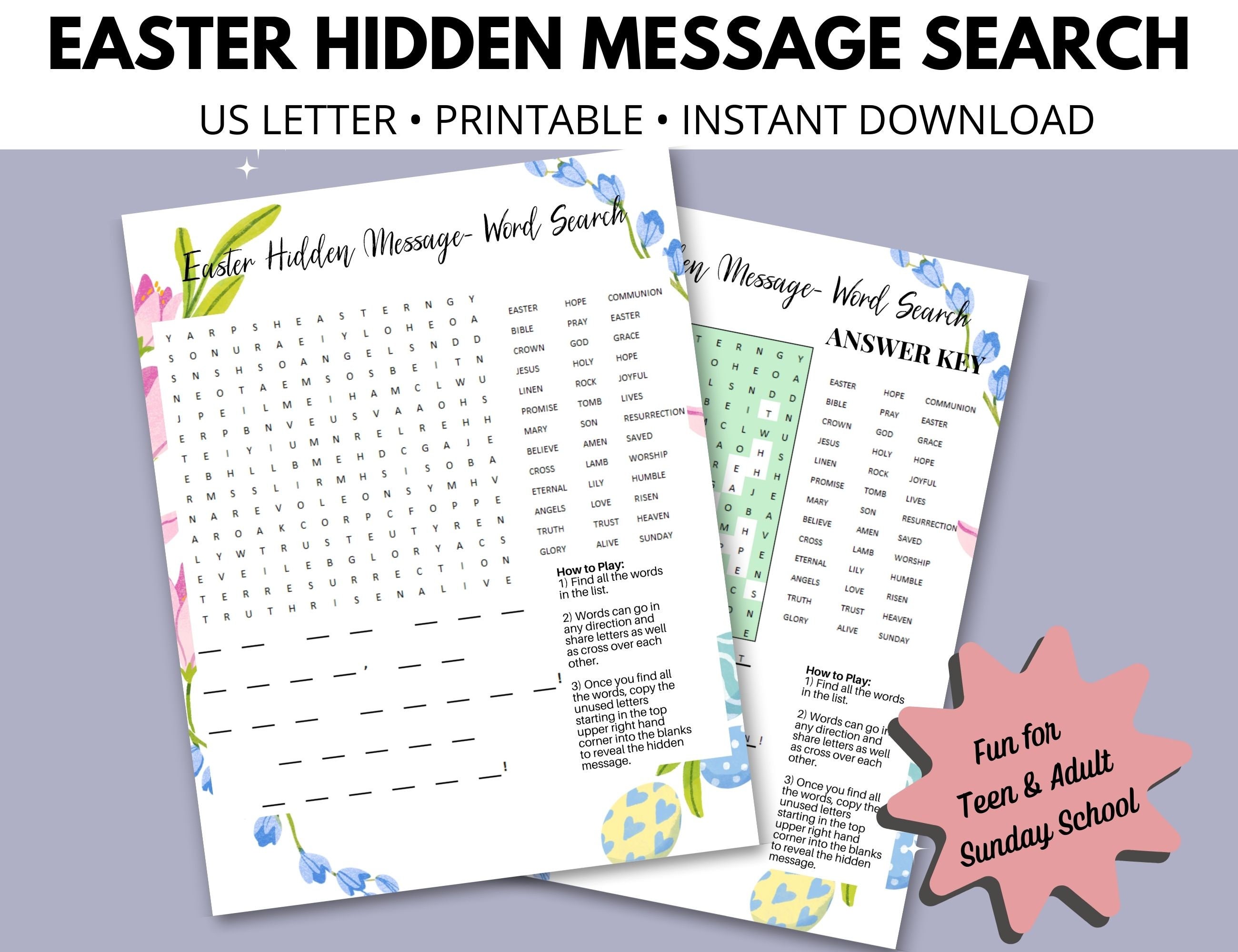 Easter Game Hidden Word Search| Printable Easter Christian Game for ...
