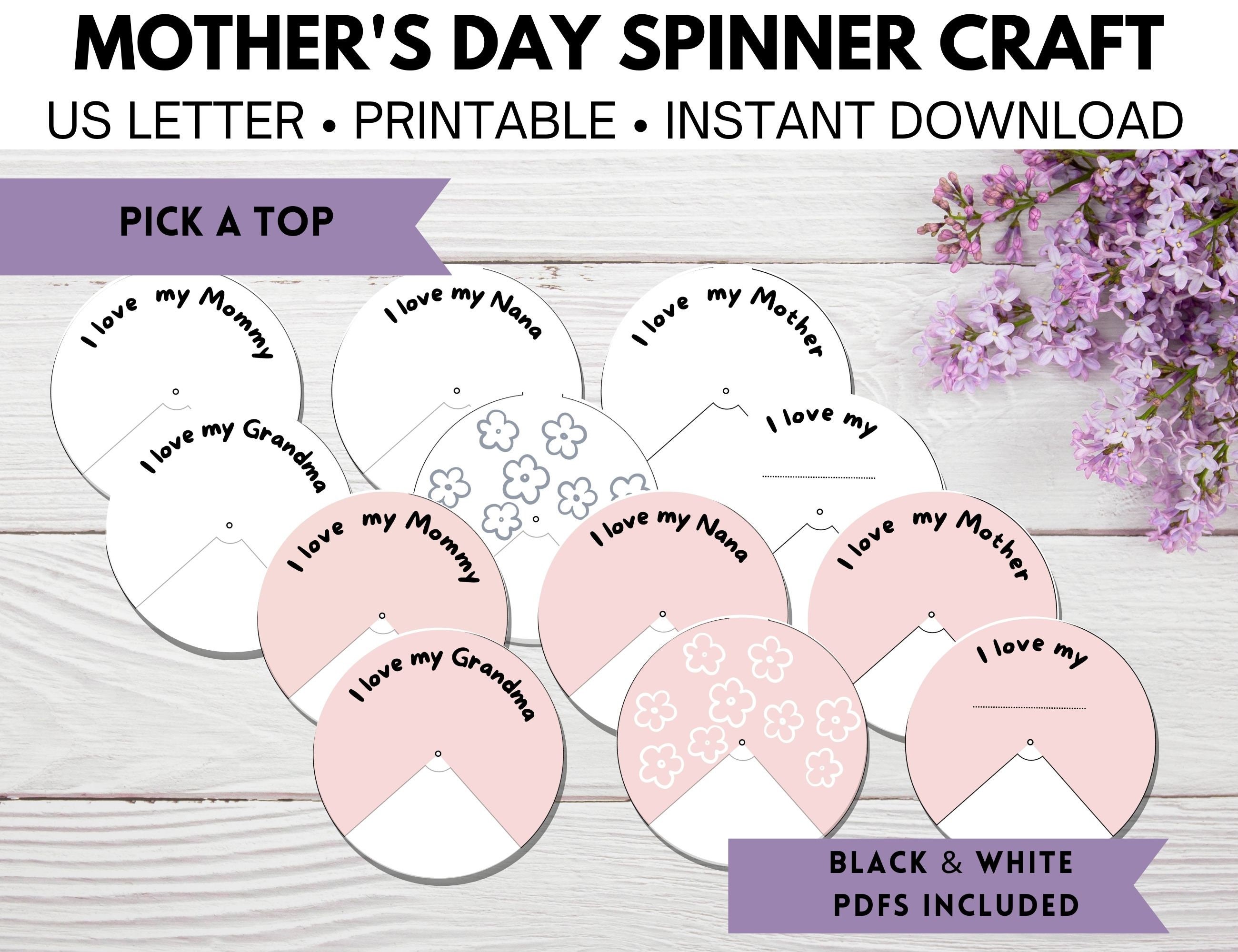Mother's Day Activity for Kids Printable Spinner Wheel Craft Mix ...