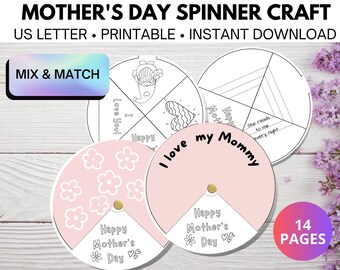 Preschool Coloring Wheel Printable Gift for Mom, Sunday School Mother's ...