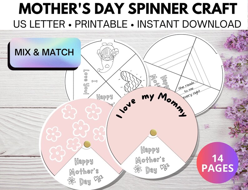 Mother's Day Activity for Kids Printable Spinner Wheel Craft Mix ...