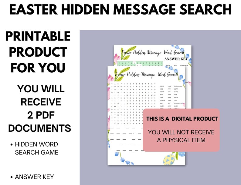 Easter Game Hidden Word Search| Printable Easter Christian Game for ...