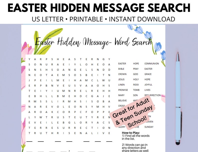 Easter Game Hidden Word Search| Printable Easter Christian Game for ...