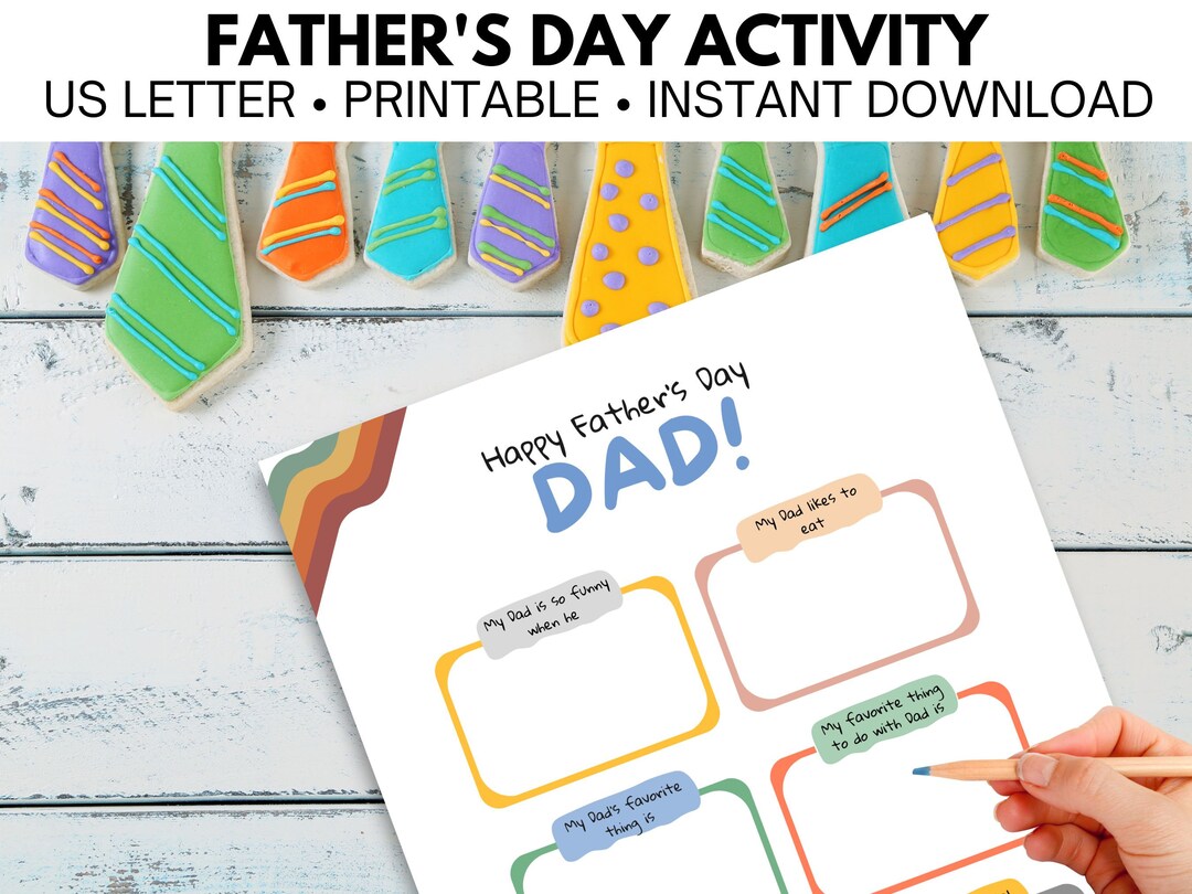 Printable Fathers Day Activity Card From Kids for Dad Daddy Grandpa ...