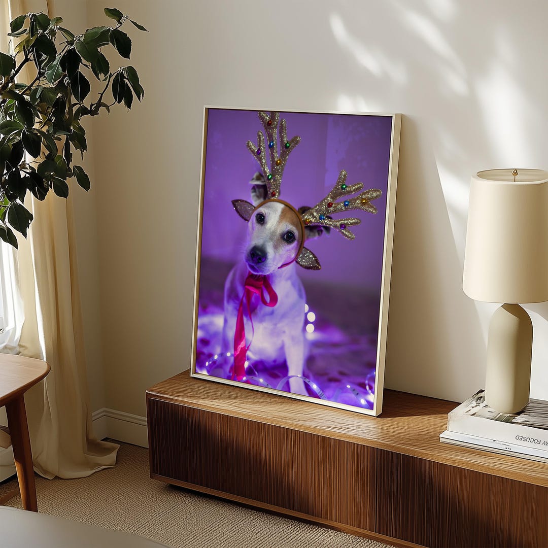 Dog Wall Art: Jack Russell With Antlers - Festive Holiday Decor - Etsy