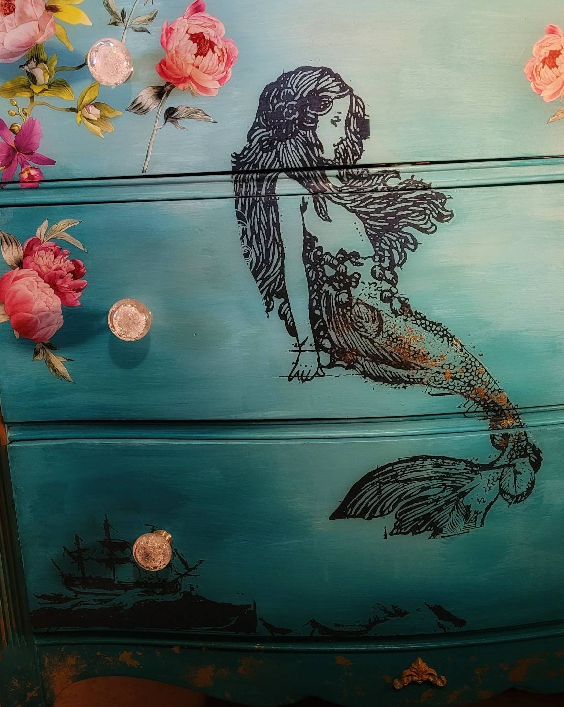 Stock Photo to Reproduce. Do Not Buy Blue, Mermaid Dresser, 5 Drawers ...