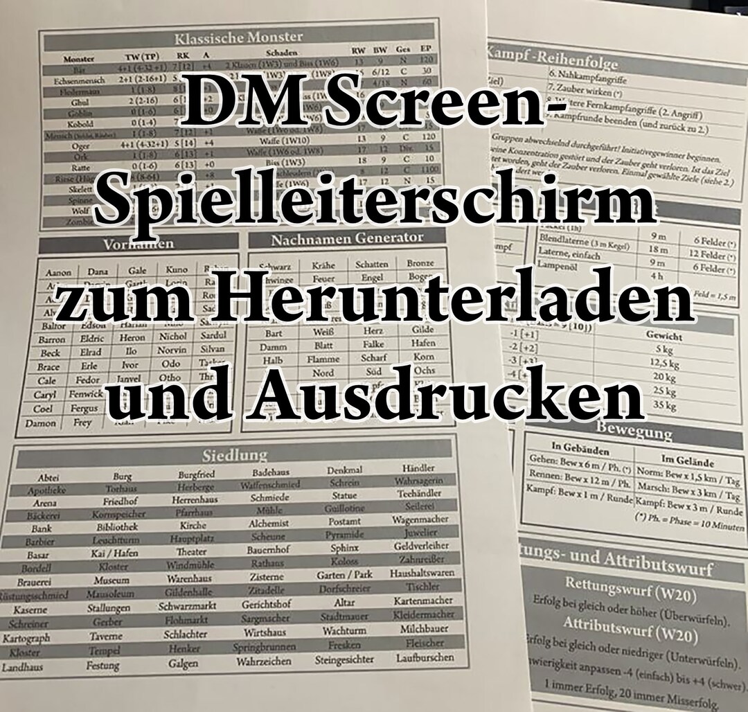 DM Screen Game Master Screen Download Print Download PDF OSR Dungeons ...