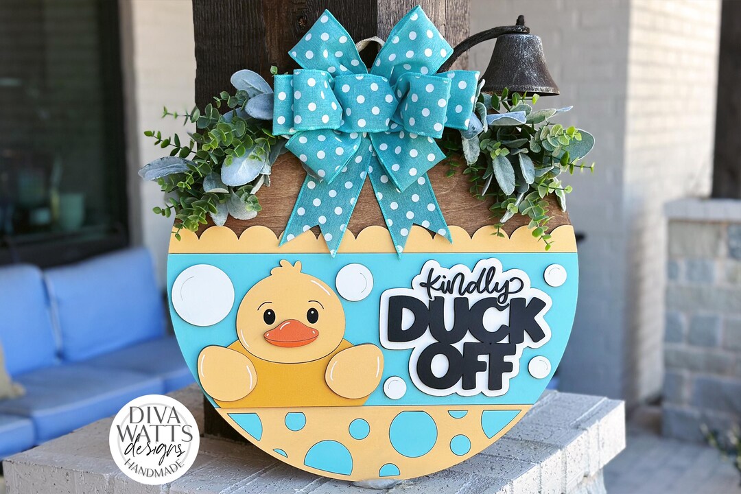 Funny Duck Door Hanger - 3D Rubber Ducky Bathroom Sign - Hand-painted ...