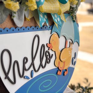 Hello Spring Duck Door Hanger - 3D Laser Cut Wood Sign - Hand-painted ...