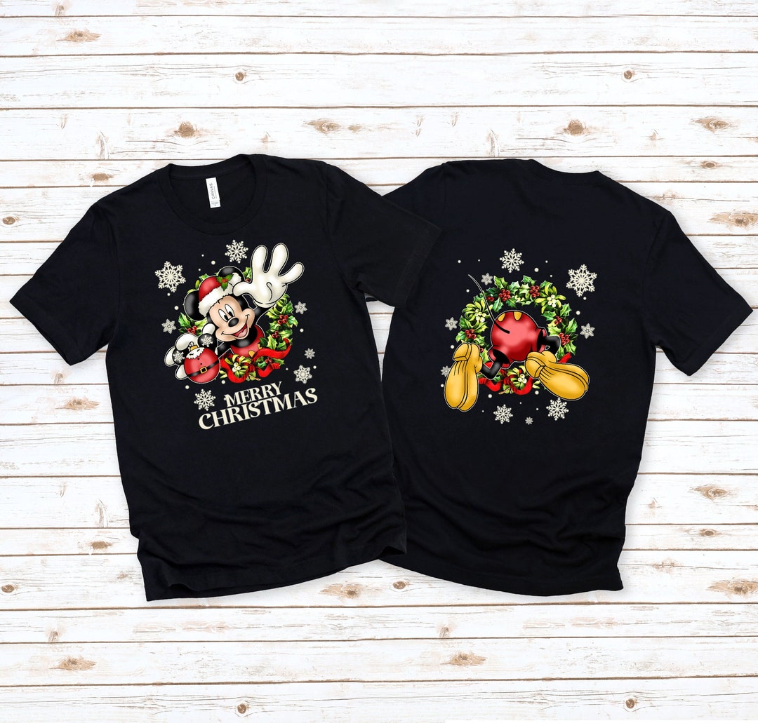 Disney Christmas Mickey Mouse Front and Back Shirt, Mickey Merry ...
