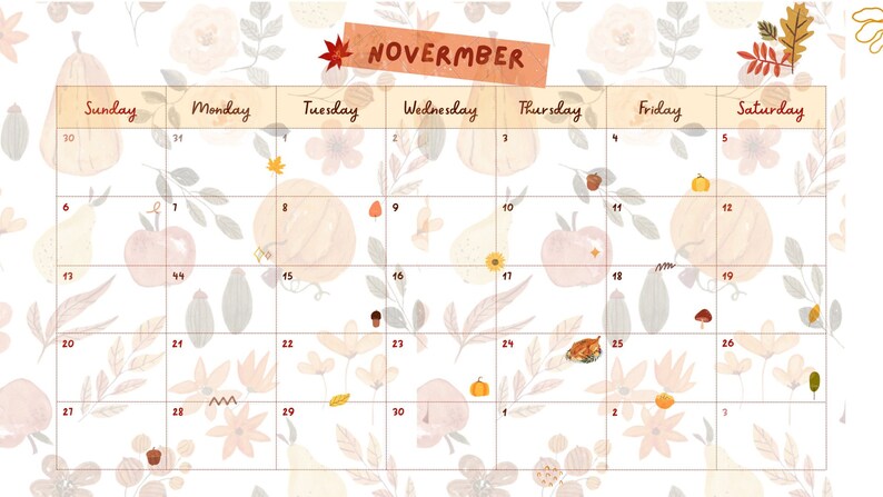 November December Fall Thanksgiving Christmas Gift Calender 2022 PDF - Etsy