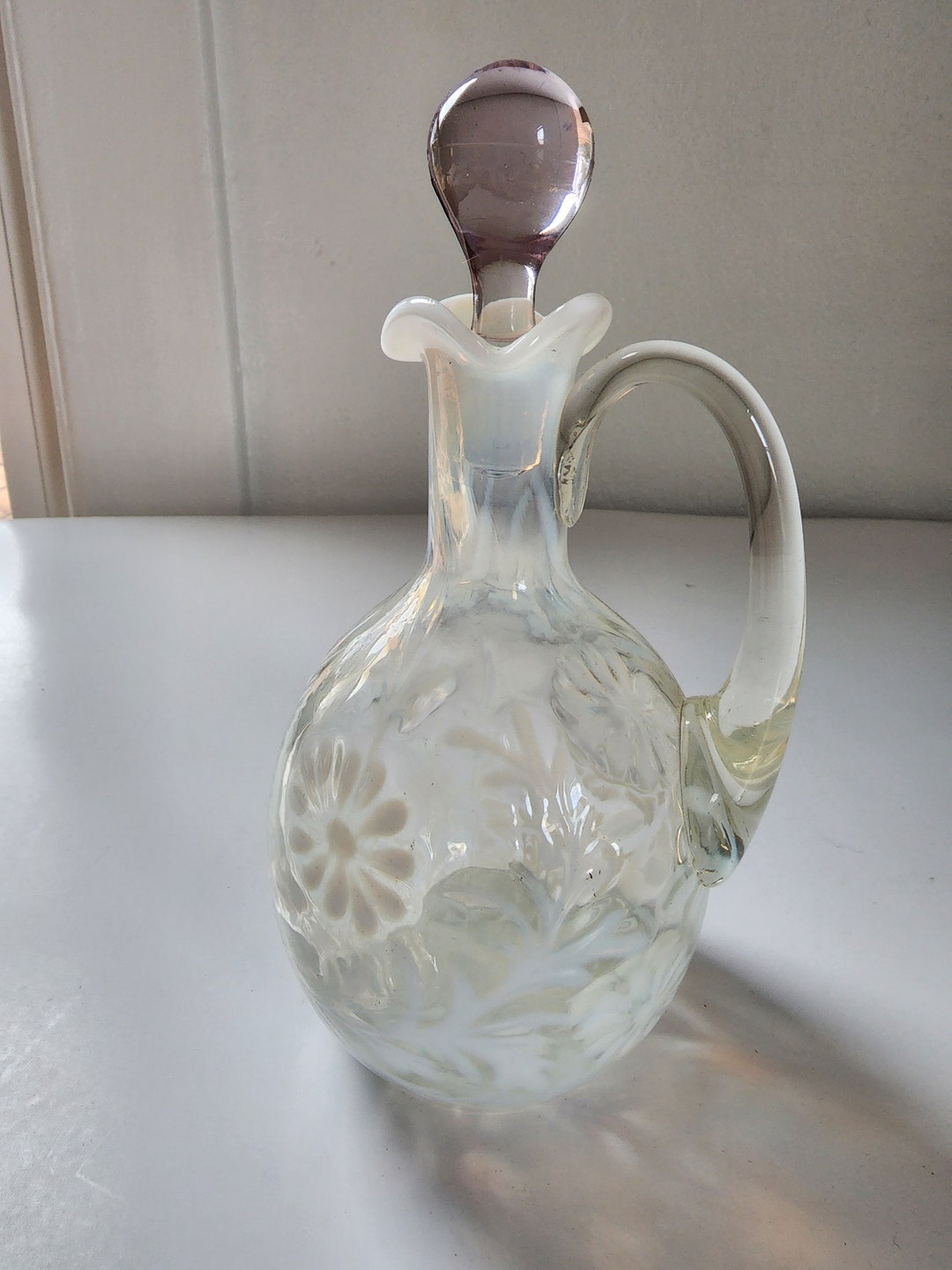 Fenton Vintage Daisy and Fern French Opalescent Cruet - Etsy