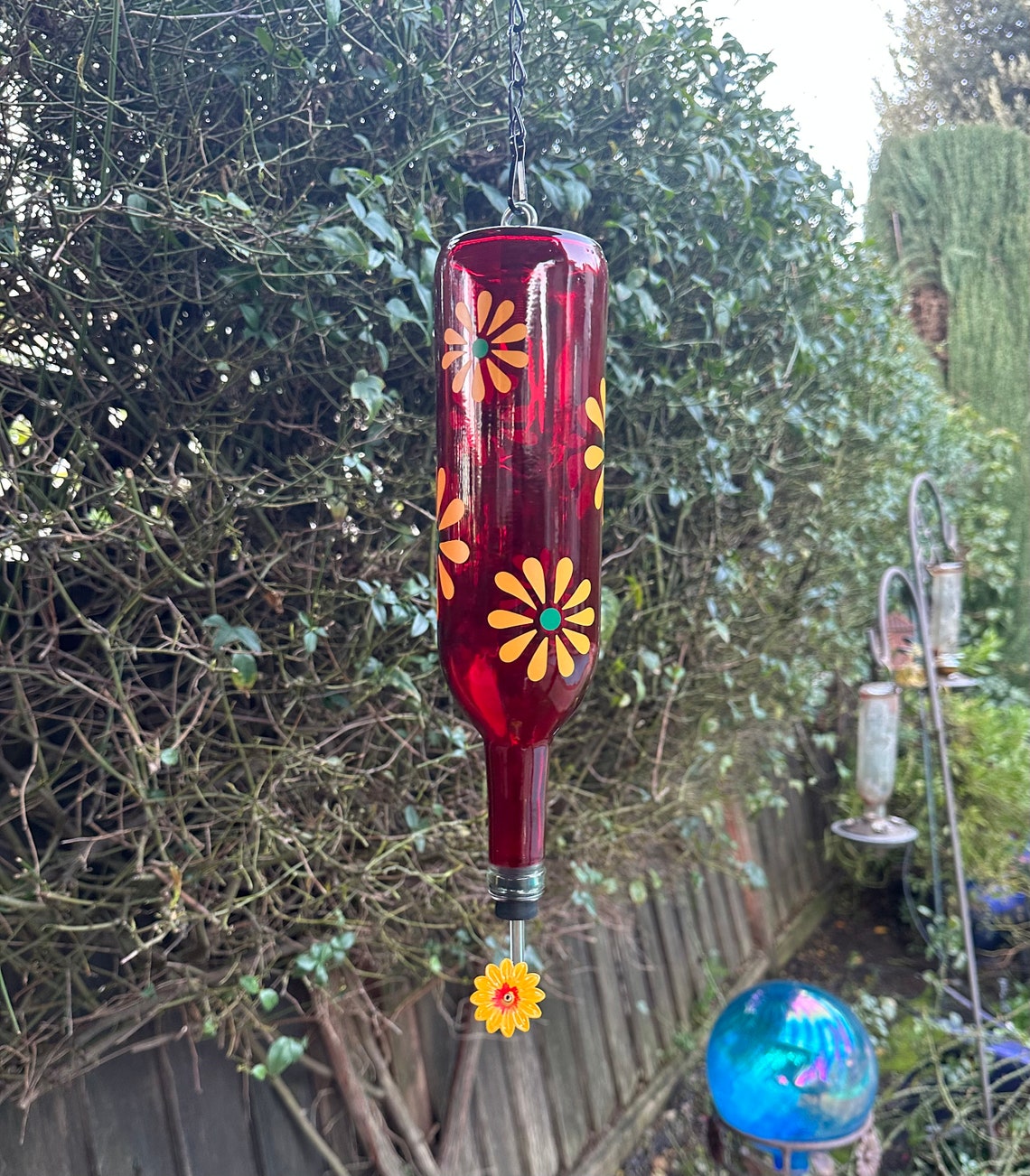 Hanging Wine Bottle Hummingbird Feeder - Etsy