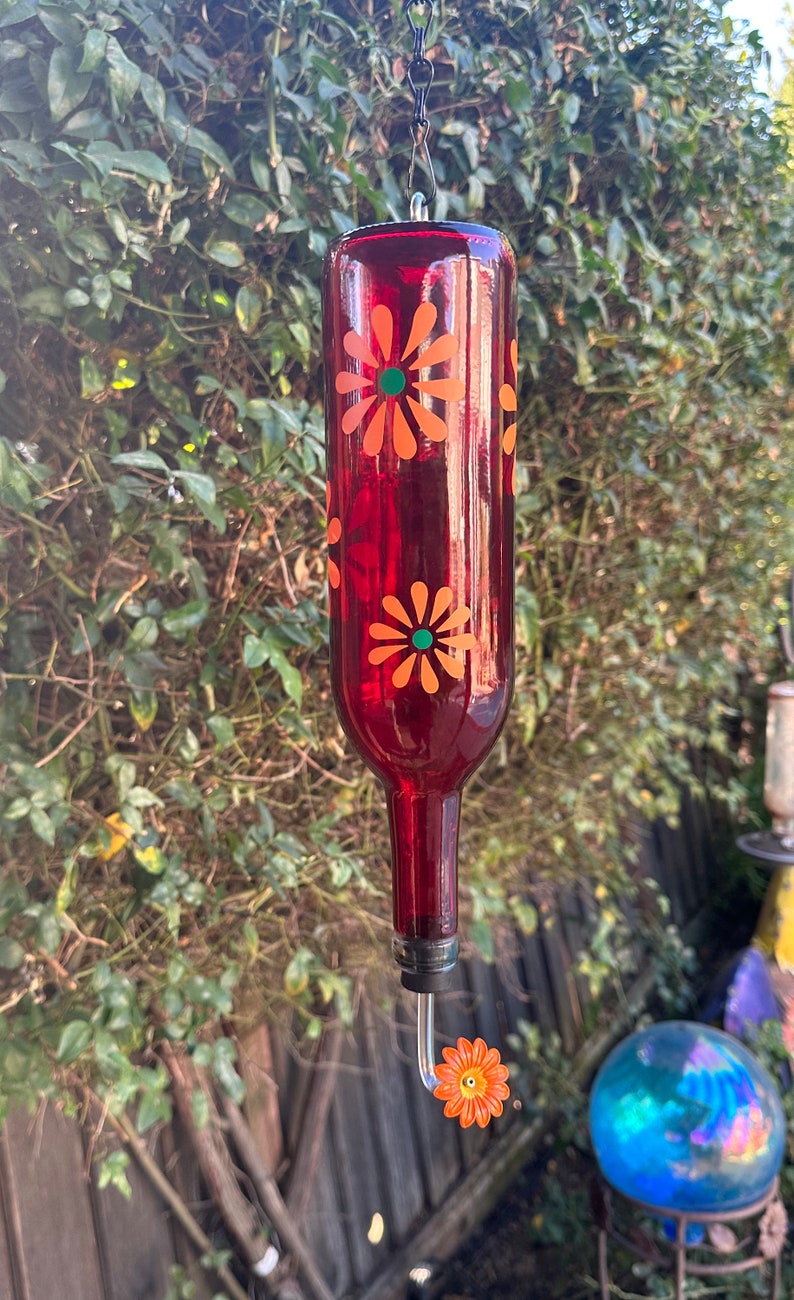 Hanging Wine Bottle Hummingbird Feeder - Etsy