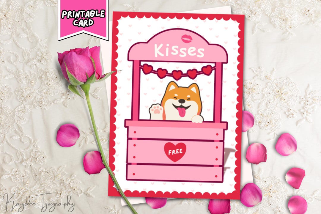 PRINTABLE Shiba Inu Kissing Booth Cute Valentines Card | Adorable ...