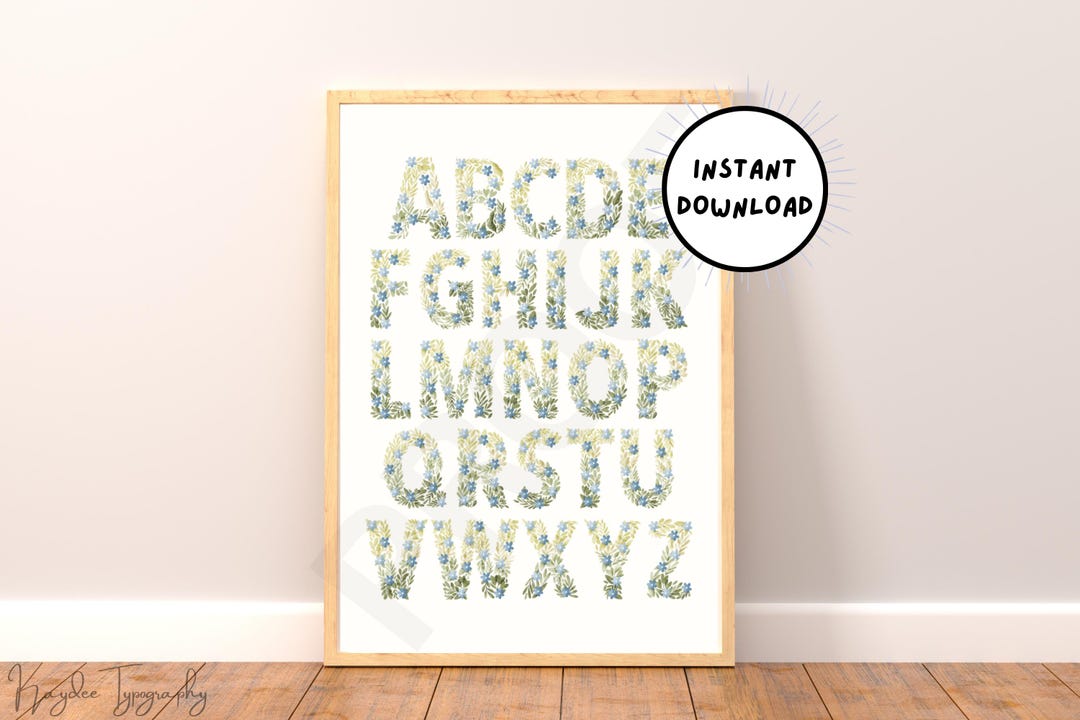 Watercolor Wildflower Alphabet Print | Instant Download Art | Retro ...