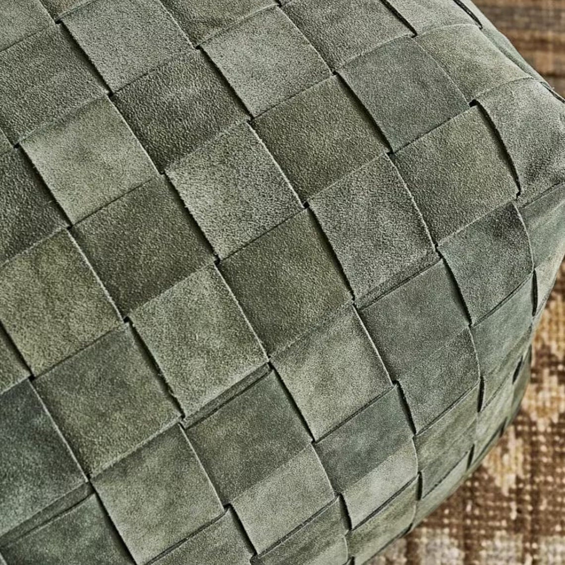 Suede Pouf/leather Pouf /pouf Handcrafted/ottoman Pouf/handmade Puff ...